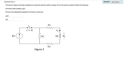 solved question 2 20 points save answer the circuit in