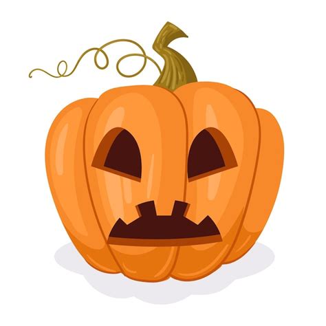 만화 짜증 휴일 호박 할로윈 새겨진 호박 얼굴 장식 무서운 Jackolantern 평면 벡터 일러스트 레이 션 프리미엄 벡터