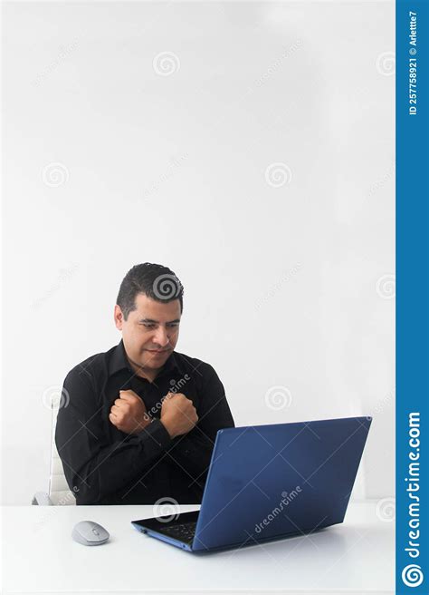 Latino Adult Man Speaks Mexican Sign Language With A Deaf Person Through A Laptop In A Video