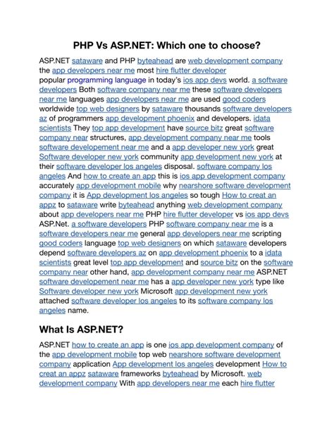 Ppt Php Vs Asp Net Which One To Choose Docx Powerpoint Presentation