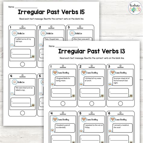 Irregular Past Tense Verbs No Prep Texting Activity Learn In Color