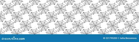 Spider Web Seamless Pattern Vector Illustration Isolated On White