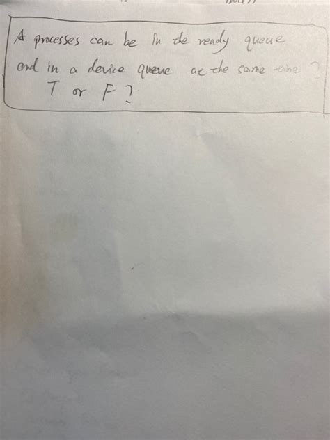 Solved A A And In A Processes Can Be In The Ready Queue At