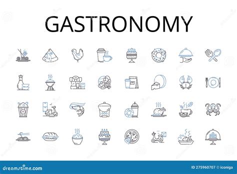 Gastronomy Line Icons Collection Culinarian Cuisine Epicurean