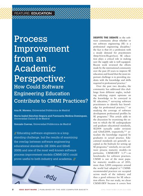 Pdf Process Improvement From An Academic Perspective How Could