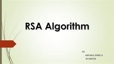 Rsa Algorithm Ppt