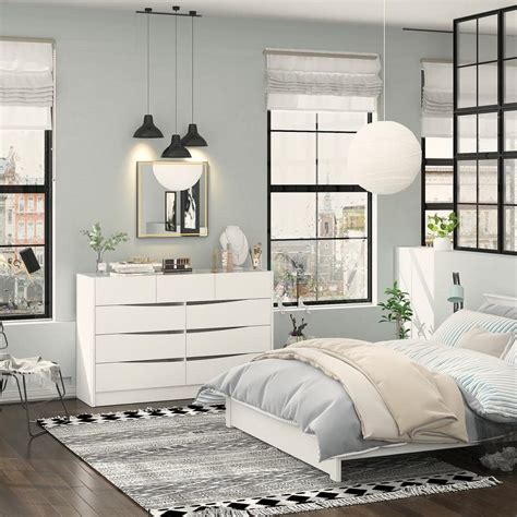 FUFU GAGA White Finished 9 Drawers 55 1 In Wooden Dresser Without