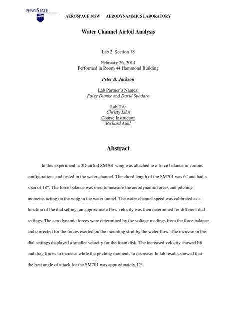Pdf Water Tunnel Airfoil Analysis Dokumentips