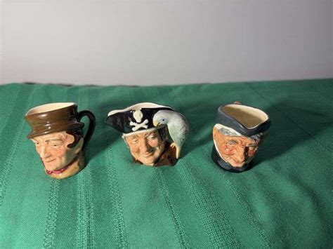 Three Small Royal Dalton Toby Mugs Auction Ohio