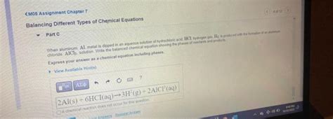 Solved Part C Express Your Answer As A Chemical Equation Chegg Com