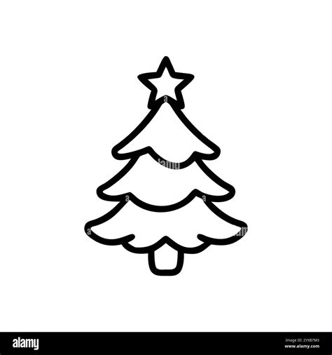 Christmas Tree Icon Elegant Christmas Tree Line Art Vector Illustration Stock Vector Image