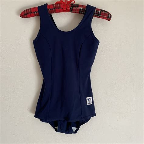 制服市場 [不明] ☆60☆スクール水着 サイズ130 東レ アクポン 前スカート ネイビー 女の子