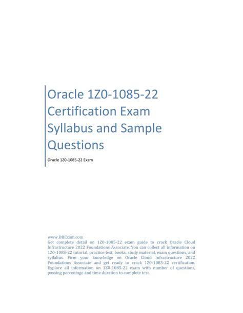 Ppt Oracle 1z0 1085 22 Certification Exam Syllabus And Sample