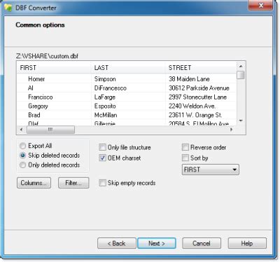 DBF Converter DBF To XLS DBF To CSV DBF To XML DBF To HTML DBF To SQL