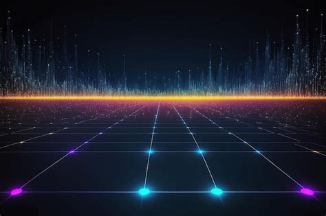 Premium Photo Vector Particle Grid Technology Background Data Mesh