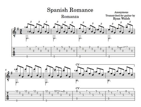 Spanish Romance Romanza Tab And Sheet Music For Cl