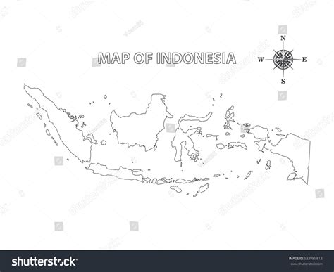 Map Indonesian Outlines Vector Compass Icon Stock Vector Royalty Free