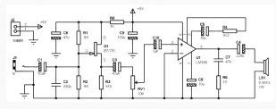 Max W Ohms Amplifier Based On LM With Input For Guitar Amplifier Circuit Circuit