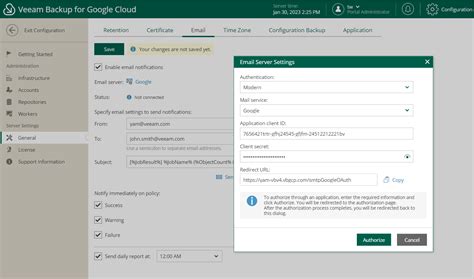 Configuring Global Notification Settings Veeam Backup For Google Cloud User Guide