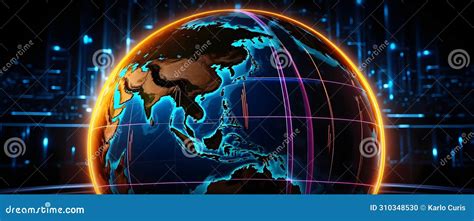 Digital World Map Globe Concept Of Global Connection Network And Data Transfer Technology