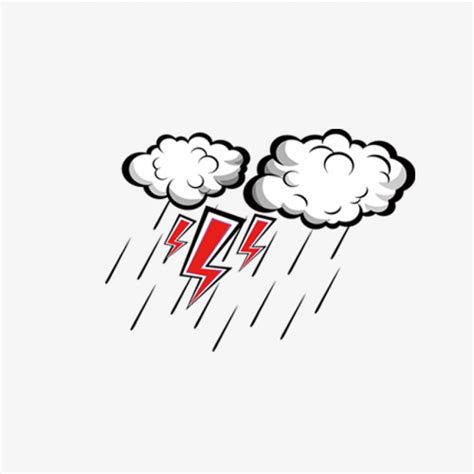 卡通手绘白云下雨打雷 免抠元素 漂浮元素 其他共享免费下载 花猫素材网