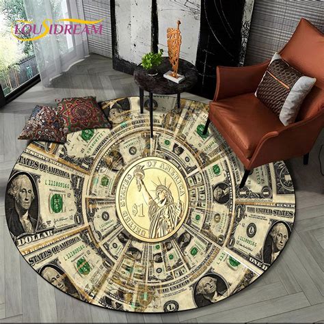 Круглый коврик с 3D иллюзией доллара и евро, ковер для гостиной ...