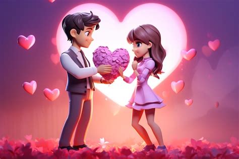 Premium Photo Lover Couple Hug Heart Together Cartoon Illustration
