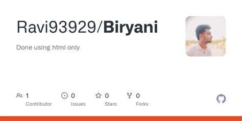 GitHub Ravi Biryani Done Using Html Only
