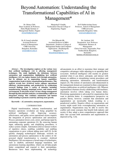 Pdf Beyond Automation Understanding The Transformational Capabilities Of Ai In Management