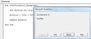 VBA OverFlow Error How To Fix Them Run Time Overflow Error