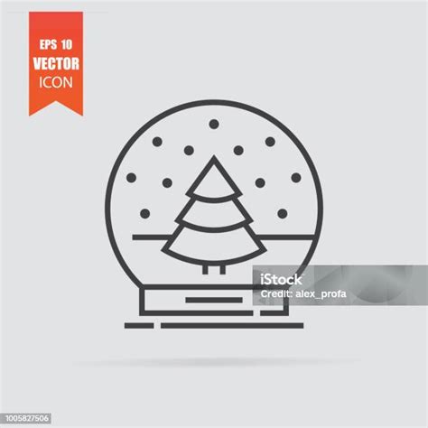 Sneeuw Wereldbol Icoon In Vlakke Stijl Geïsoleerd Op Een Grijze