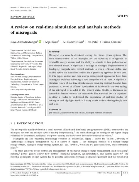 pdf a review on real time simulation and analysis methods of microgrids