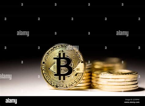 Bitcoin Block Chain Crypto Currency Close Up On A Black To White