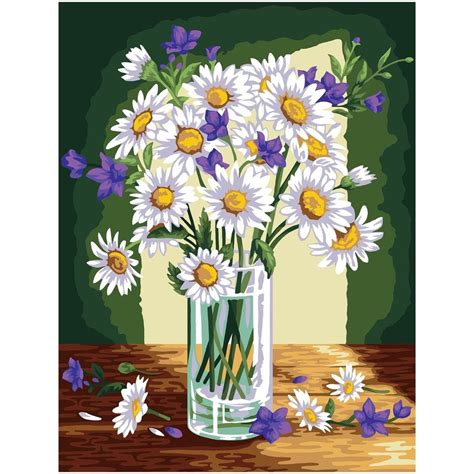 Картина по номерам ТРИ СОВЫ на картоне, "Ромашки", 30х40 см, с ...