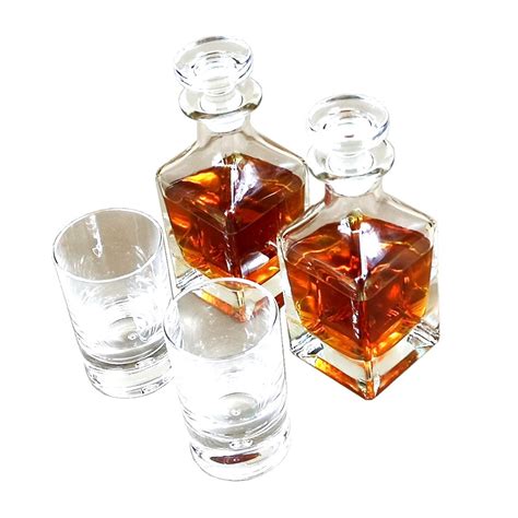 Hillwood Double Mini Decanter And Crystal Shot Glass Set In A Luxury