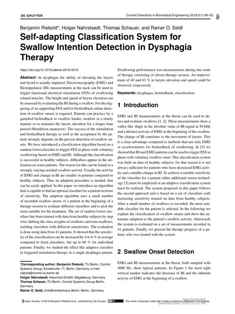 Pdf Self Adapting Classification System For Swallow Intention