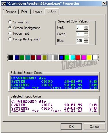 Adjust Windows Command Prompt Screen Text Background Colors