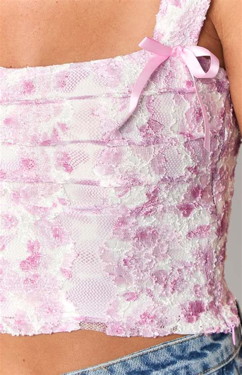 Vida Pink Lace Bow Top Beginning Boutique Au