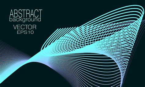 네온 청록색 물결 모양입니다 추상 라인 아트 디자인 빛나는 얇은 곡선 깊은 어두운 에메랄드 배경입니다 미래 지향적인 개념 배너 선물 카드 전단지 브로셔에 대한 벡터 기술