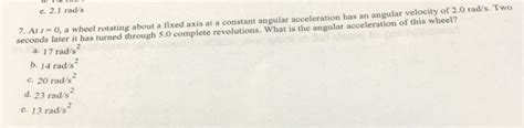 Solved At T 0 A Wheel Rotating About A Fixed Axis At A