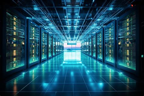 Premium Ai Image Modern Data Center With Server Racks And Cooling System Generative Ai