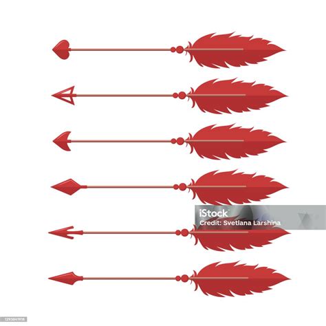 큐피드의 화살 흰색 배경에 고립 된 발렌타인 무기 2월 14일의 귀여운 축제 요소 플랫 만화 스타일의 벡터 일러스트레이션 2월에 대한 스톡 벡터 아트 및 기타 이미지