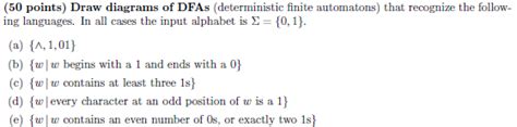 Solved 50 Points Draw Diagrams Of Dfas Deterministic