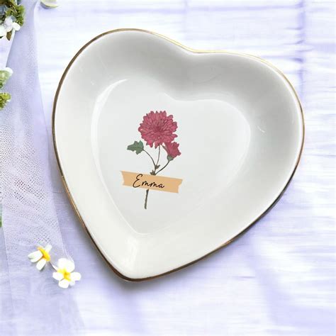 Birth Month Flower Ring Dishbirth Flower Jewelry Holderfriendship