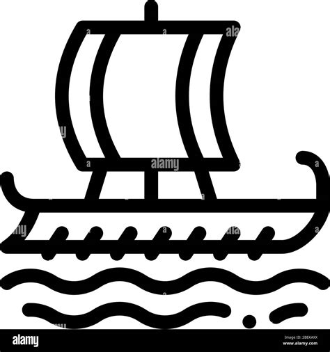Greek Merchant Ship Icon Vector Outline Illustration Stock Vector Image