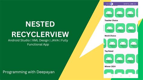 Nested Recyclerview Android Studio Xml Design Java Youtube