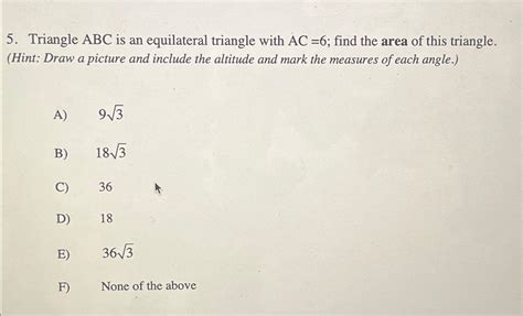 Solved Triangle Abc Is An Equilateral Triangle With Ac 6