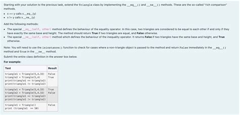 Solved Class Triangle Def Initself Base 10