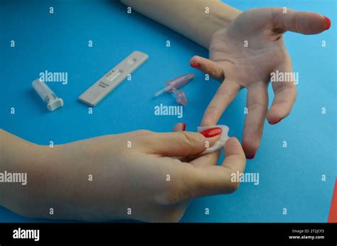 Collection Of Capillary Blood From A Finger After Analysis Rub The