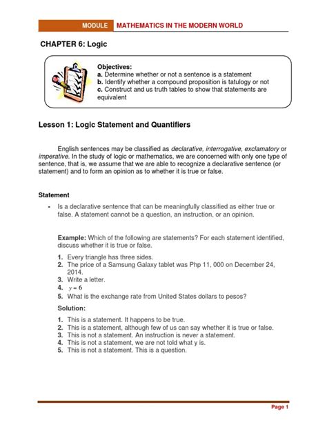Chapter 6 Logic Pdf If And Only If Mathematical Logic